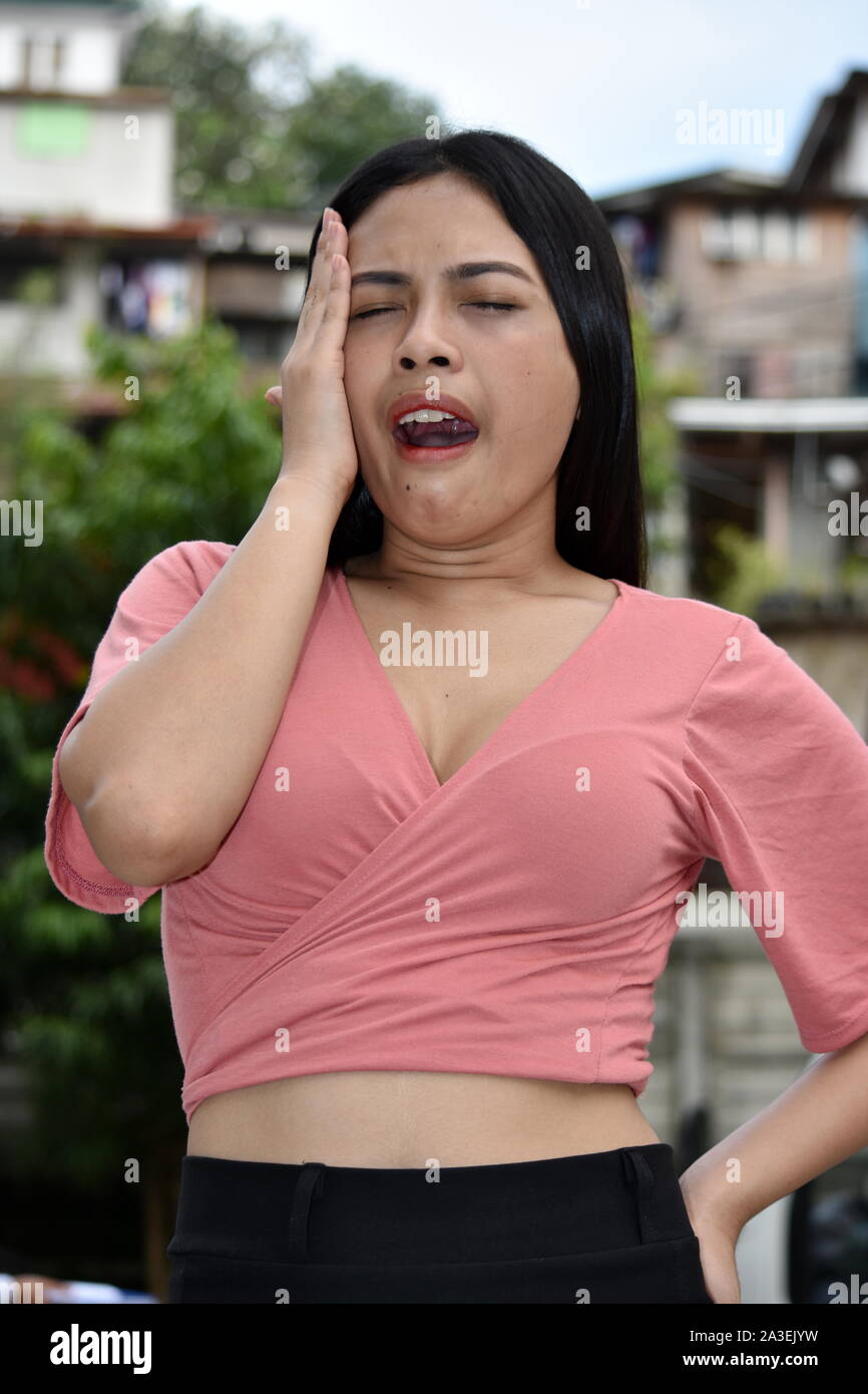 A Tired Female Woman Stock Photo - Alamy