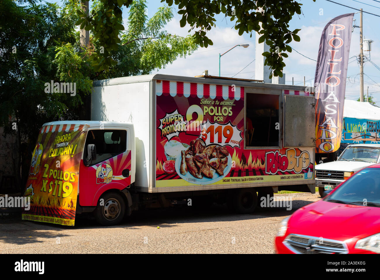 Culiacan, Sinaloa, Mexico - October 2019: fried chicken street ...