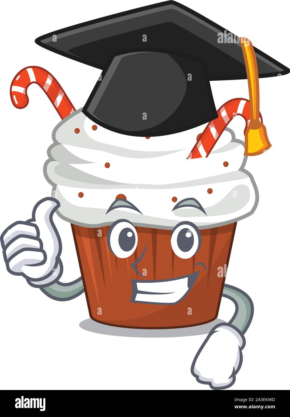 Graduation christmas cupcake served on cartoon plate Stock Vector Image ...