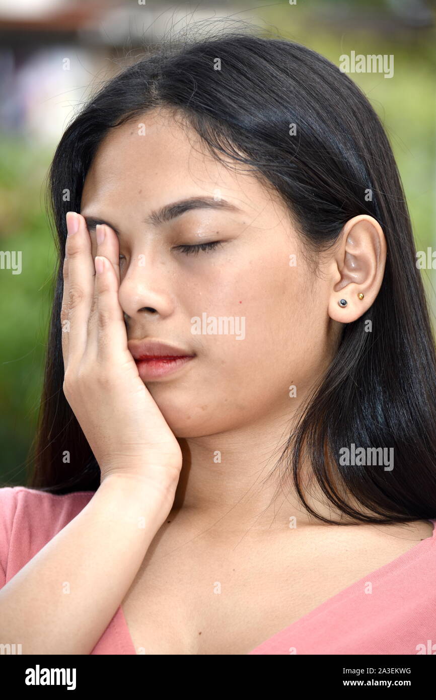 A Tired Female Woman Stock Photo - Alamy