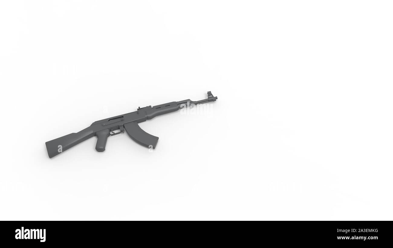 3d rendering of an automatic rifle isolated in white background Stock ...