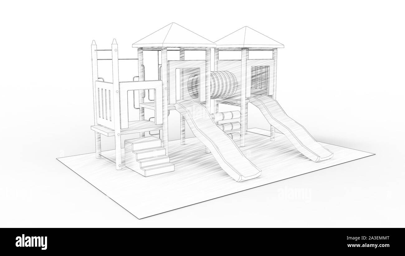 3d rendering of a playground structure isolated in white background ...