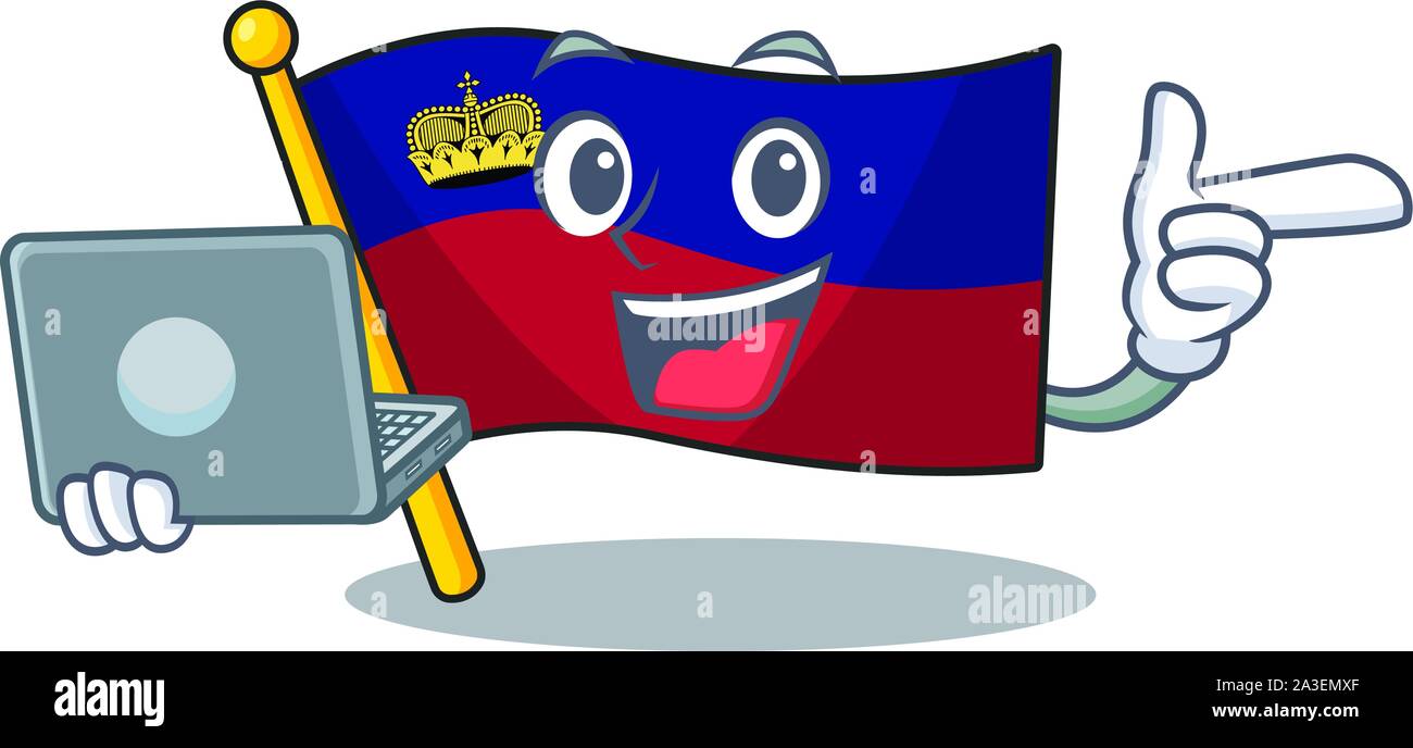 With laptop flag liechtenstein mascot with isolated character Stock ...