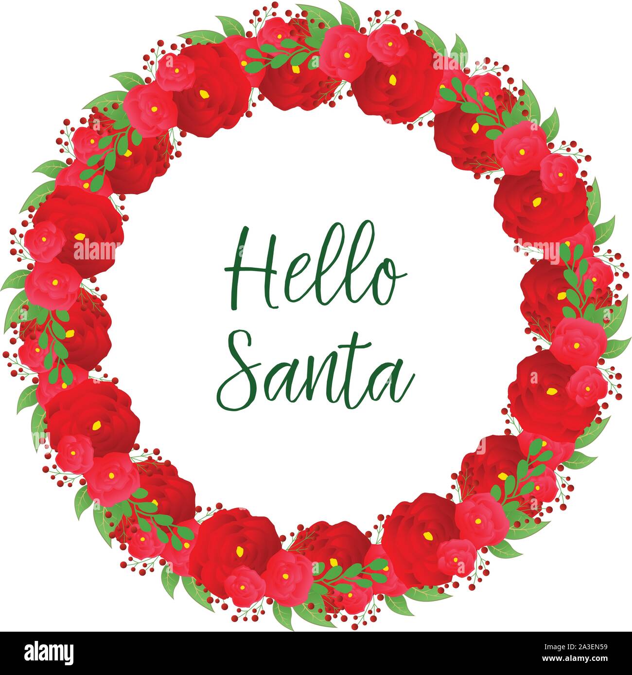Card hello santa, with various shape red flower frame. Vector Stock ...