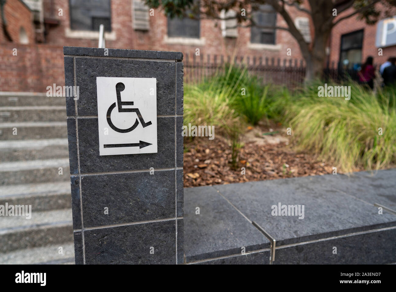Wheelchair handicap disabled entrance arrow leading to the right Stock ...