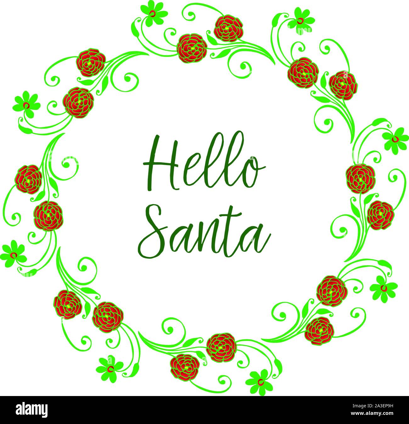 Calligraphy card hello santa, with wallpaper of leaf flower frame ...
