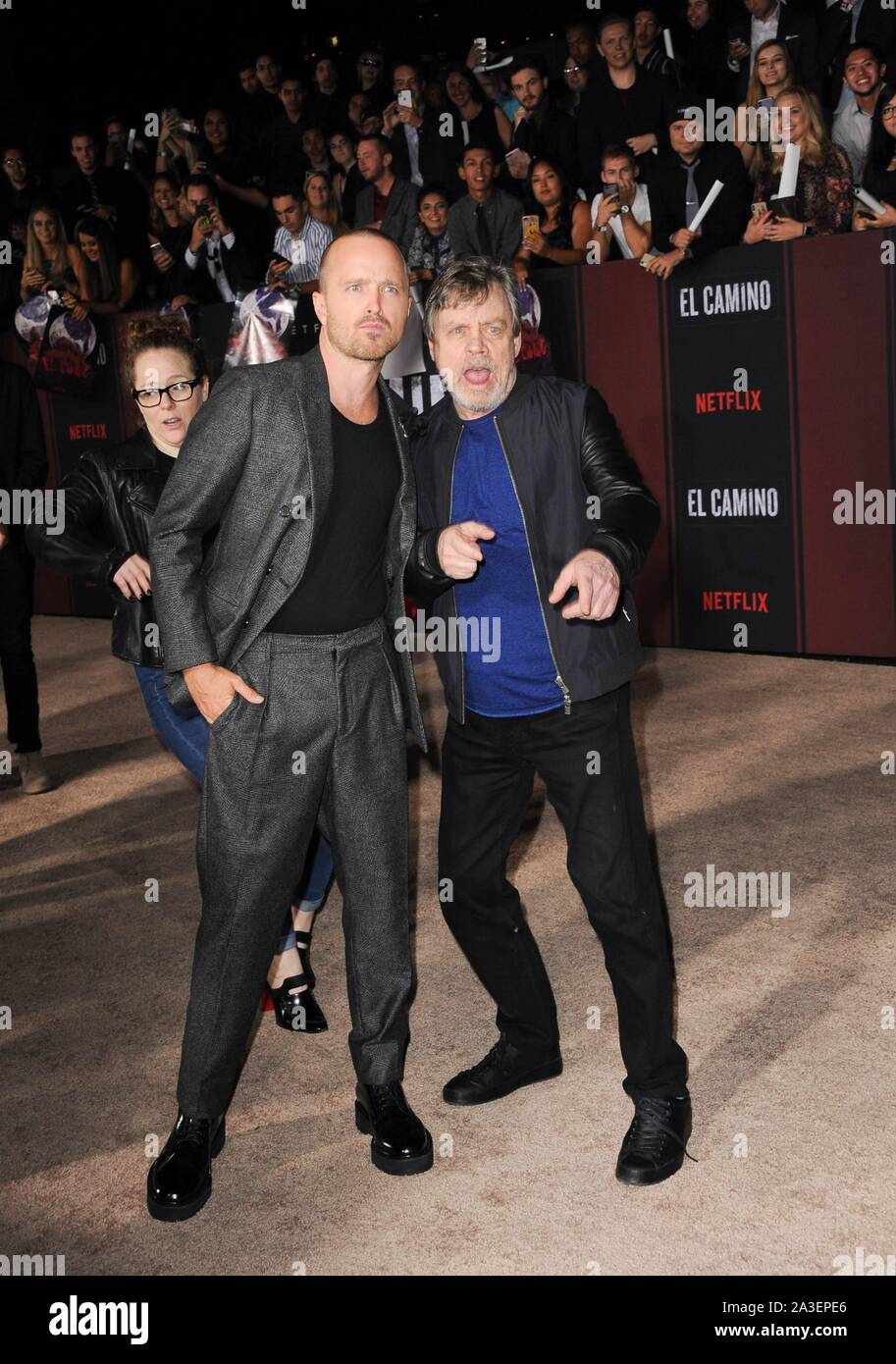 Los Angeles, CA. 7th Oct, 2019. Aaron Paul, Mark Hamill at arrivals for ...
