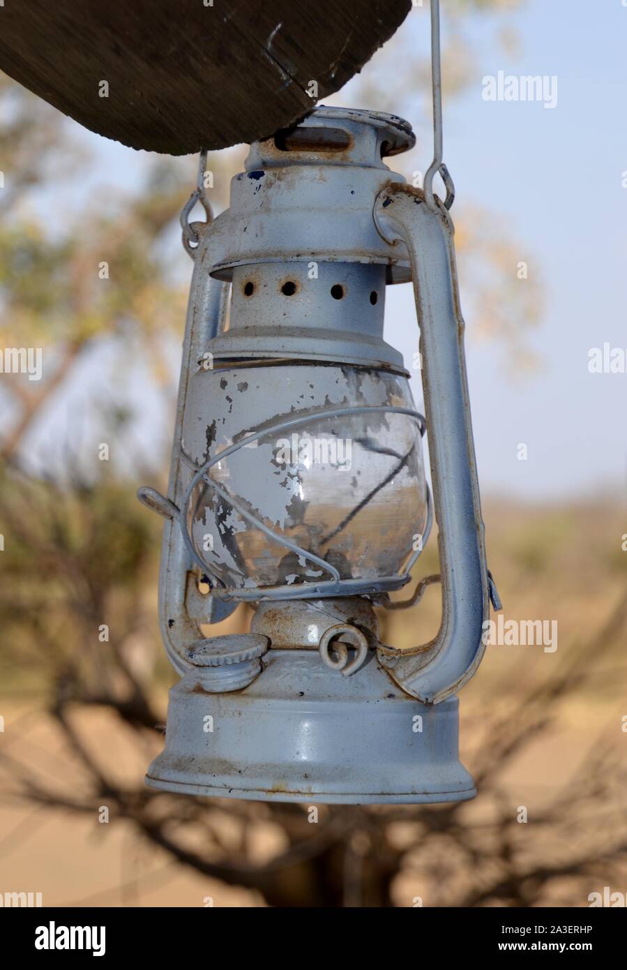 Vintage kerosene lamp hanging from a hut in Kruger National Park Stock ...
