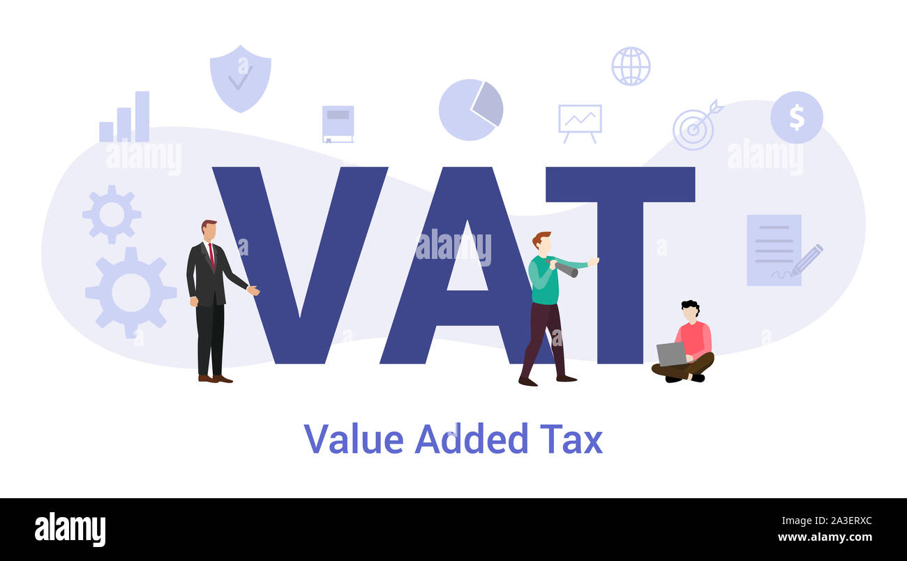 vat value added tax concept with big word or text and team people with ...