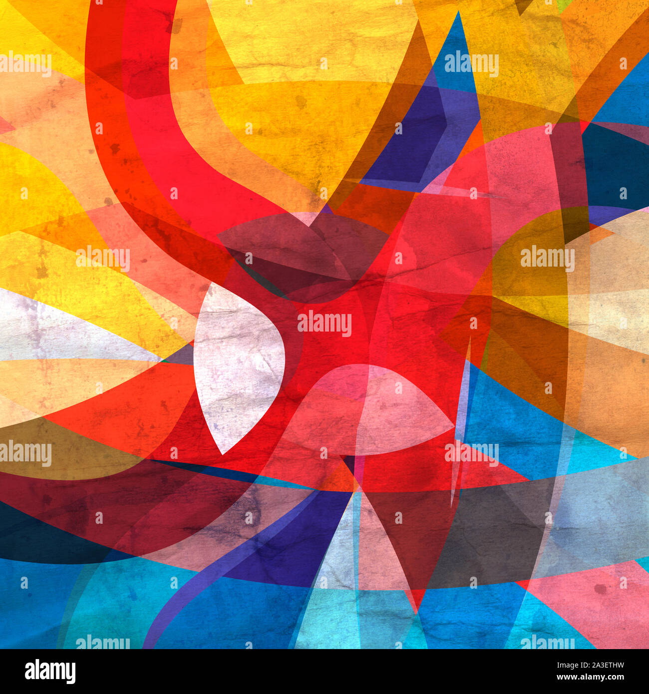 Abstract watercolor background with geometric color objects and ...