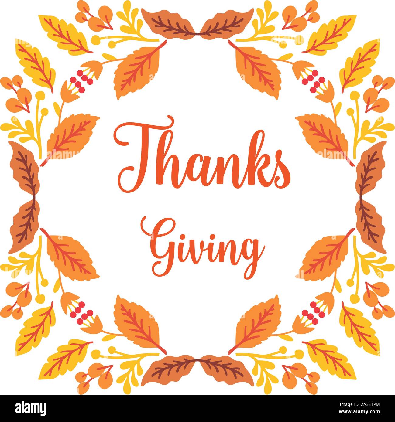 Lettering poster of thanksgiving, with beautiful autumn leaf flower ...