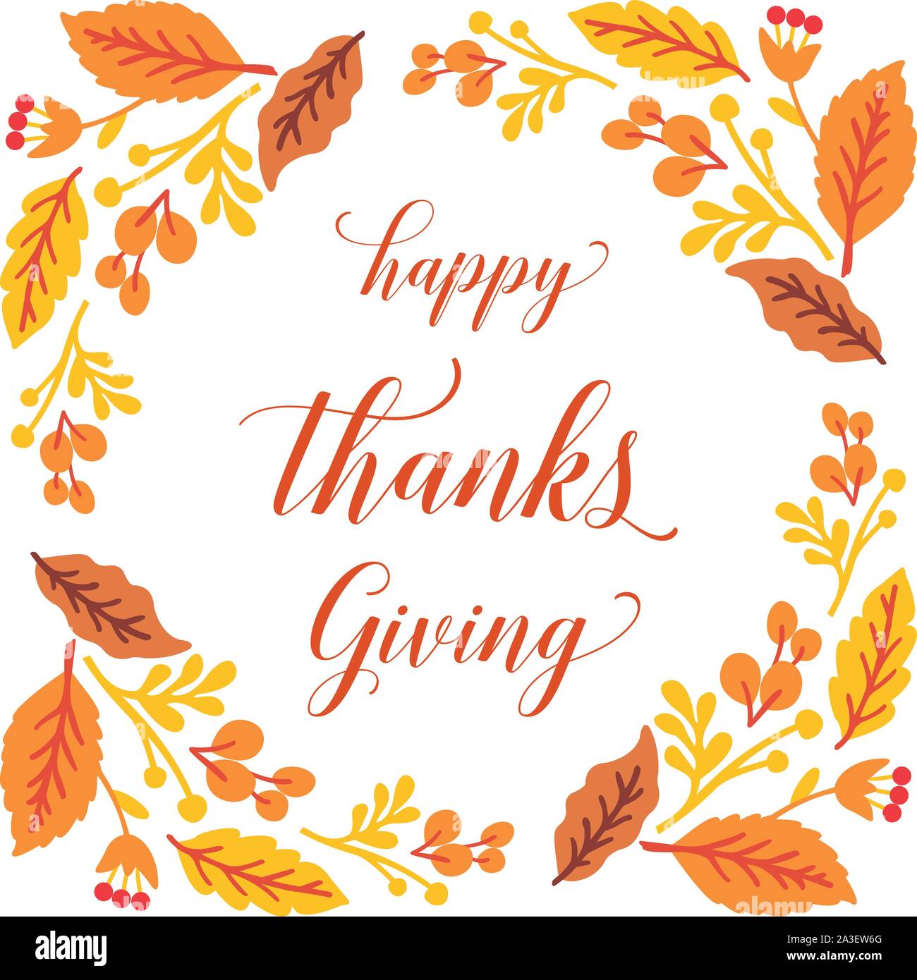 Template lettering of thanksgiving, with vintage autumn leaves frame ...