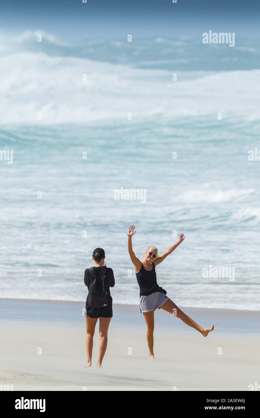 The normally-crowded and popular Surfers Paradise beach in Queensland ...