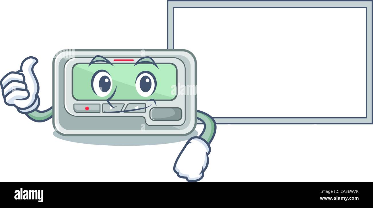Thumbs up with board pager with in the mascot shape Stock Vector Image ...