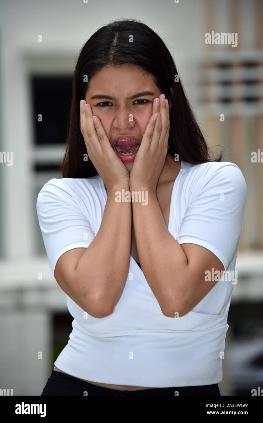 A Shocked Female Woman Stock Photo - Alamy