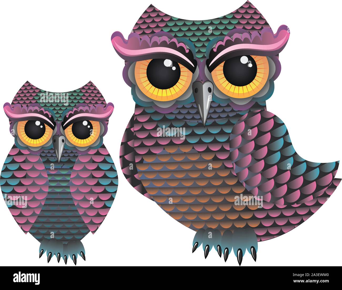 Cute stylized owl of blue and pink color Stock Vector Image & Art - Alamy