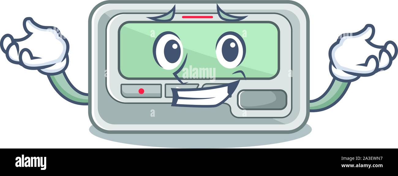 Grinning pager placed above cartoon wooden table Stock Vector Image ...