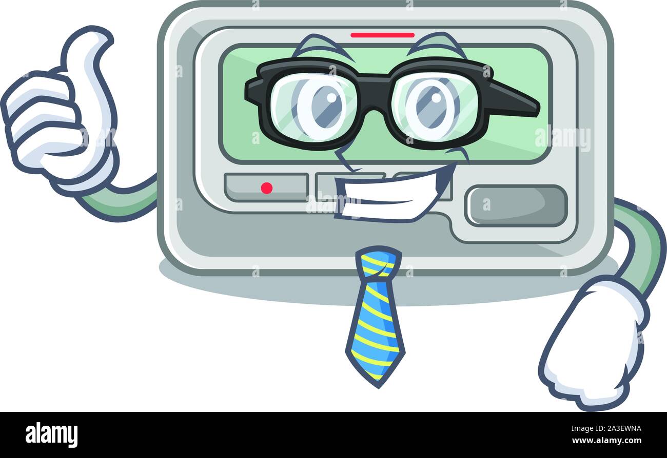 Businessman pager placed above cartoon wooden table Stock Vector Image ...