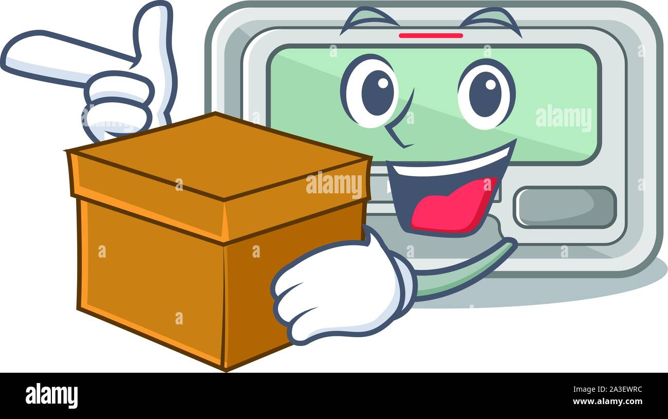 With box pager placed above cartoon wooden table Stock Vector Image ...