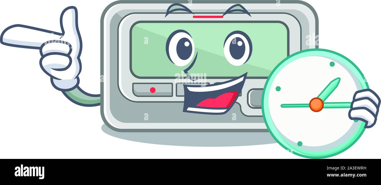 With clock pager placed above cartoon wooden table Stock Vector Image ...