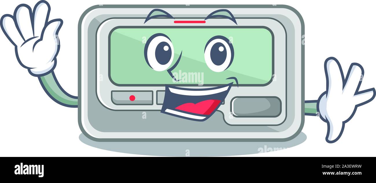 Waving pager placed above cartoon wooden table Stock Vector Image & Art ...