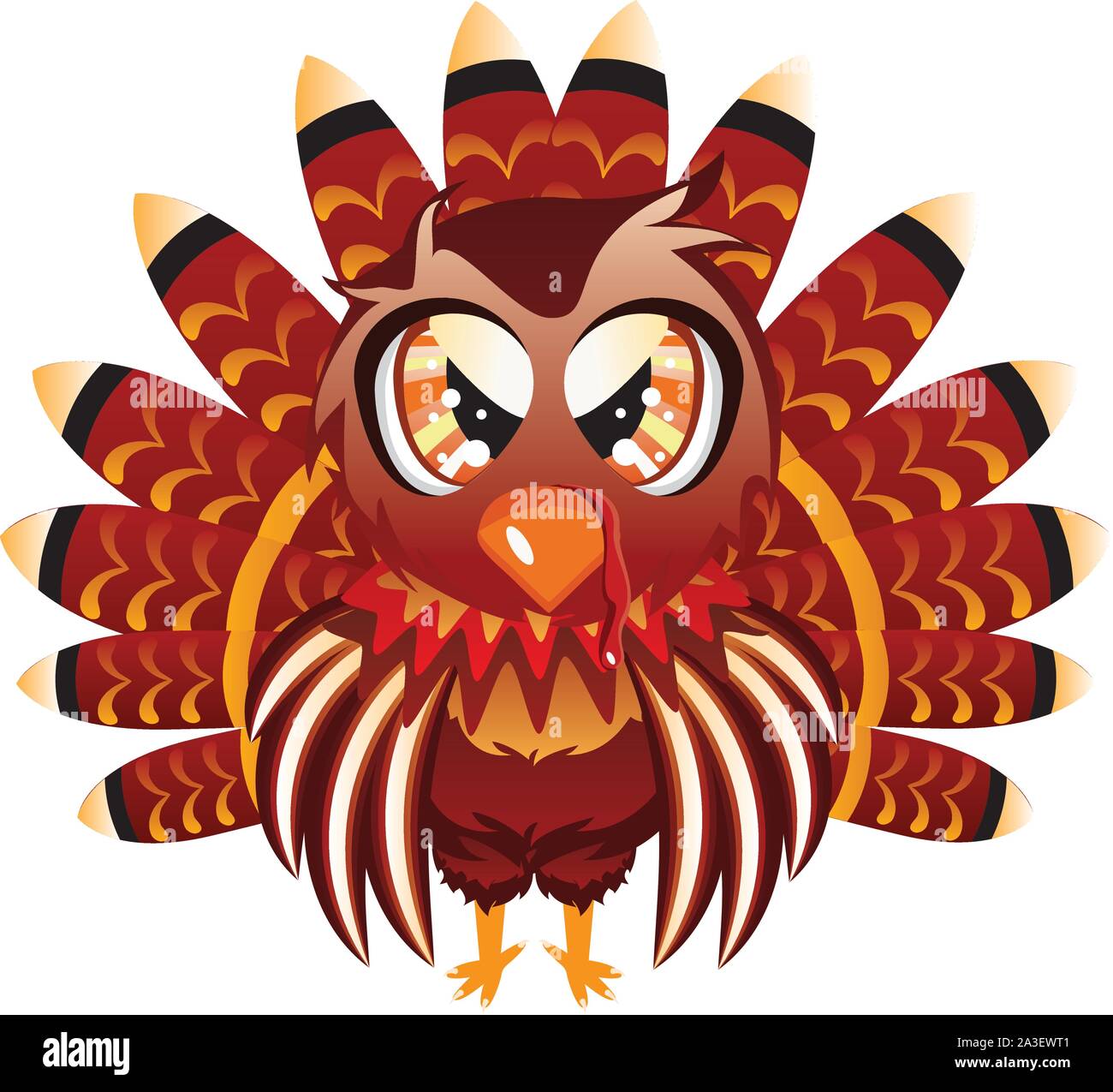 Cute cartoon Thanksgiving turkey bird on white background Stock Vector ...