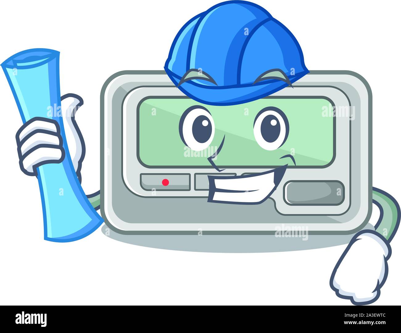 Architect pager placed above cartoon wooden table Stock Vector Image ...