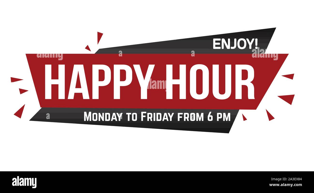 Happy hour banner design on white background, vector illustration Stock ...