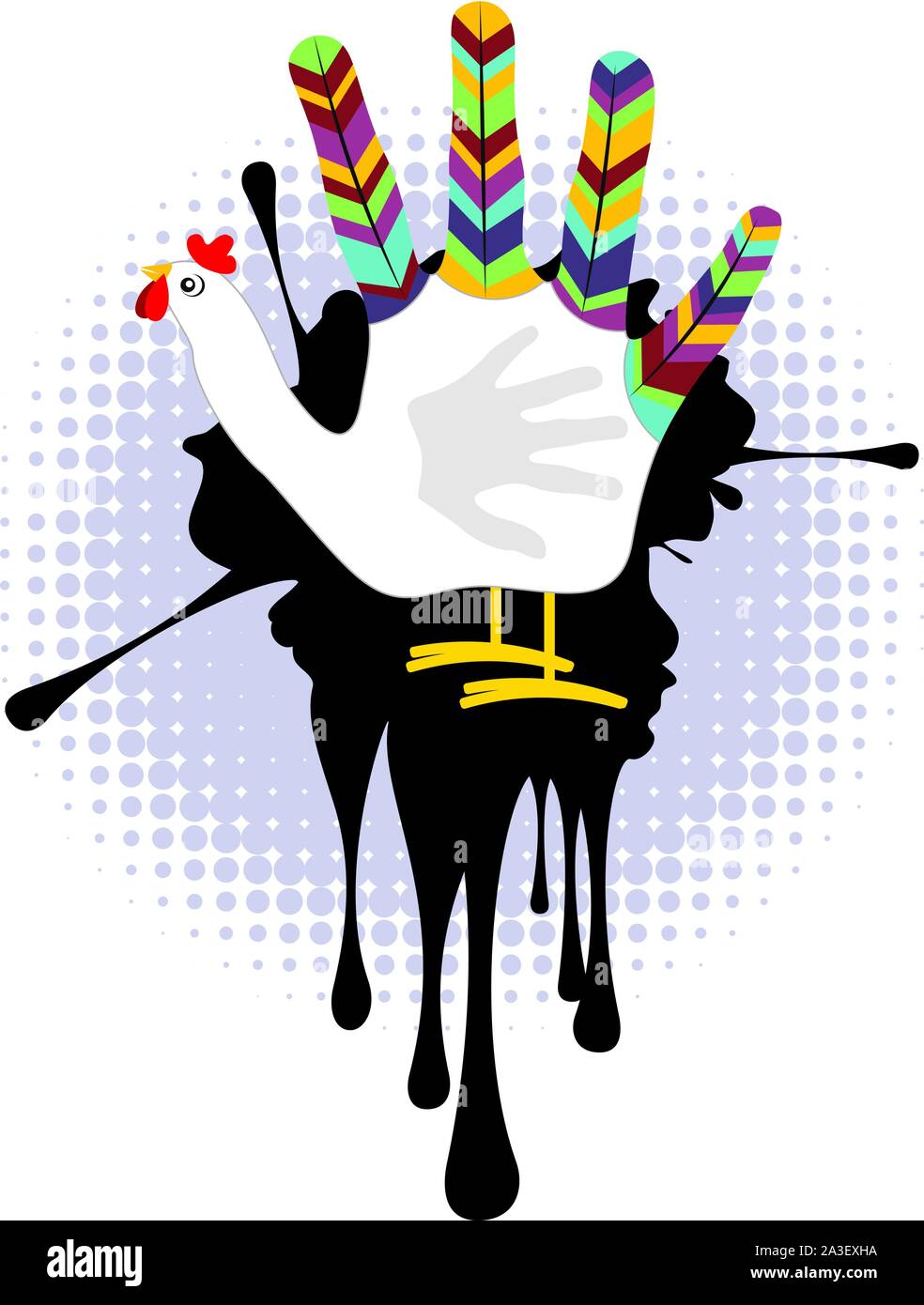 Stylized design of cute hand print chicken, rooster or hen Stock Vector ...