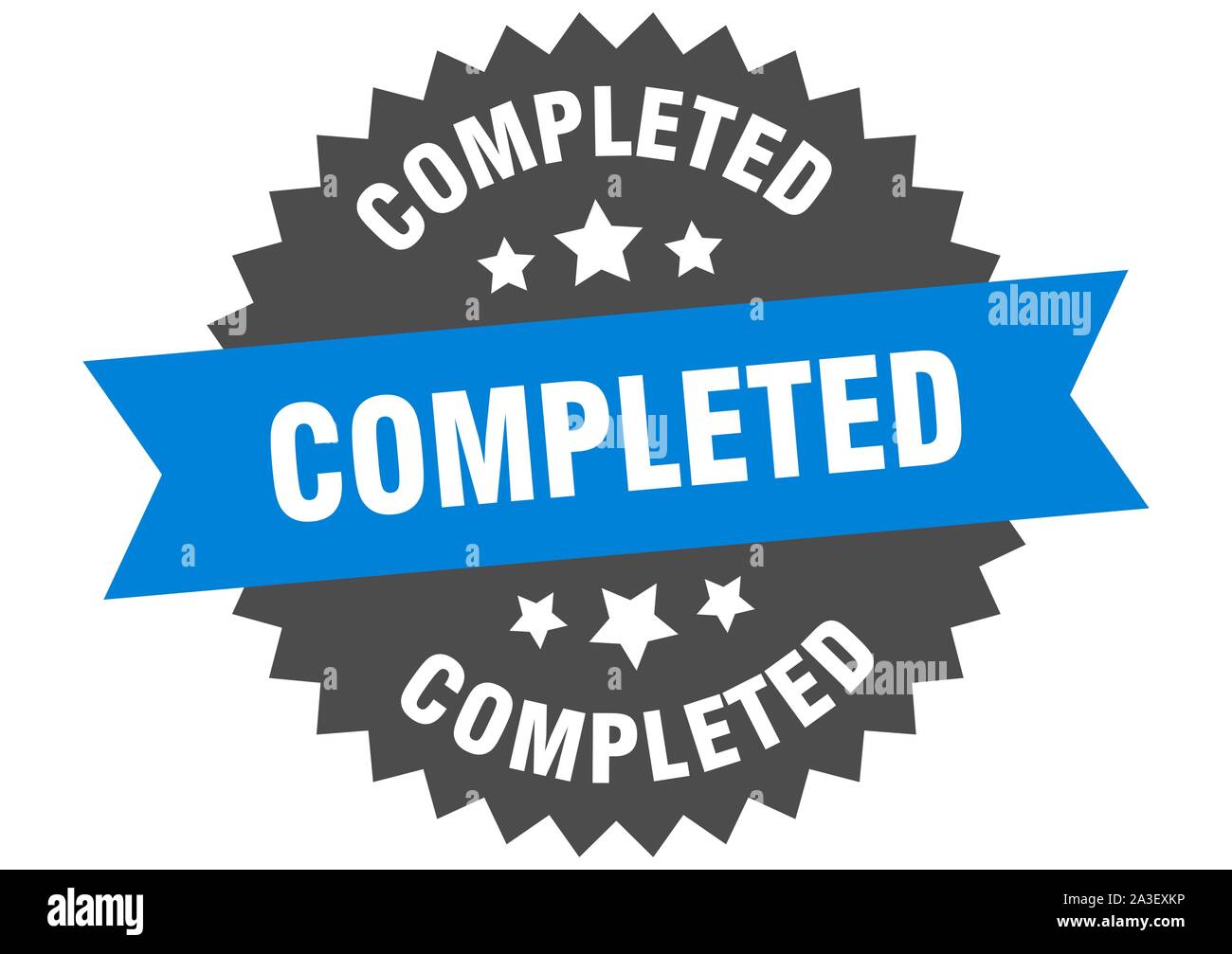 Completed badge blue hi-res stock photography and images - Alamy