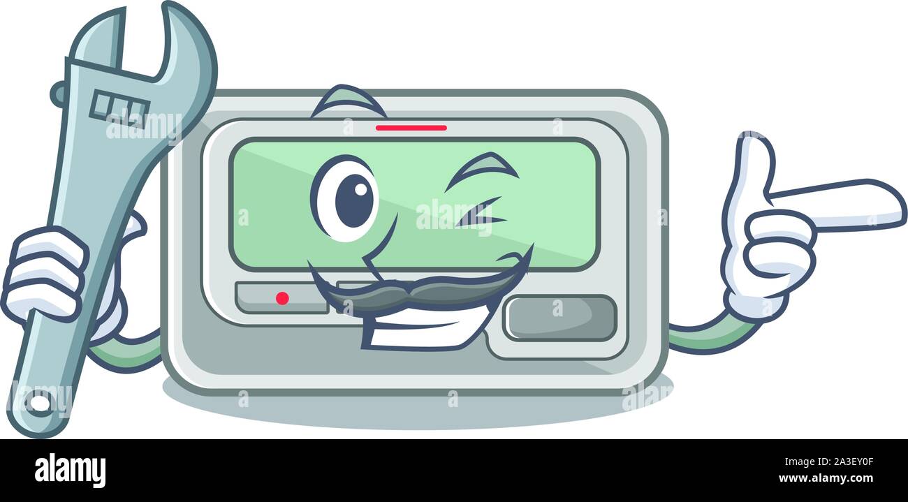 Mechanic pager cartoon isolated with the character Stock Vector Image ...