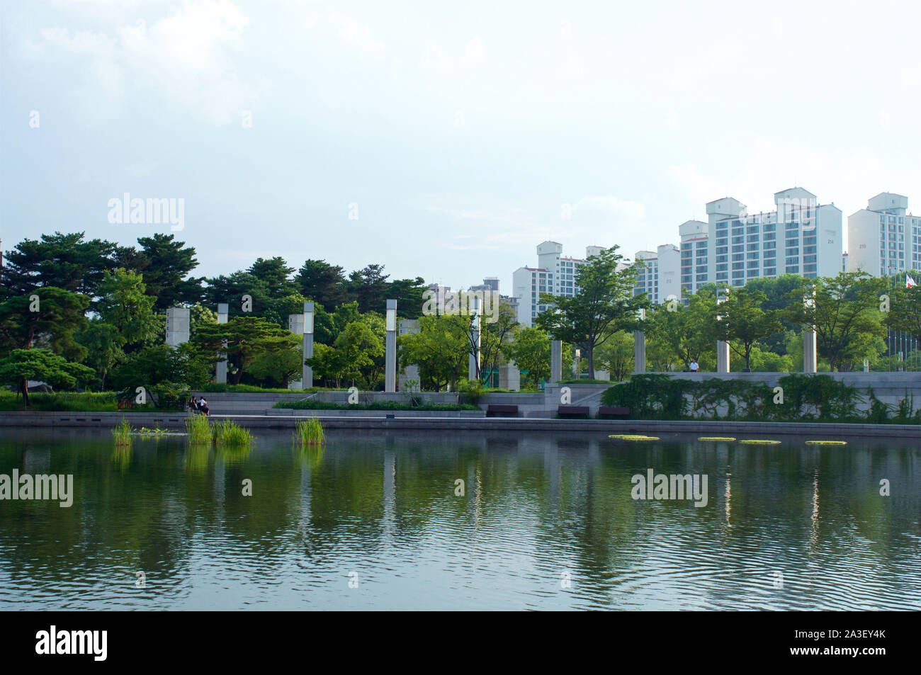 Pagoda with pond in summer in Seoul, South Korea Stock Photo - Alamy
