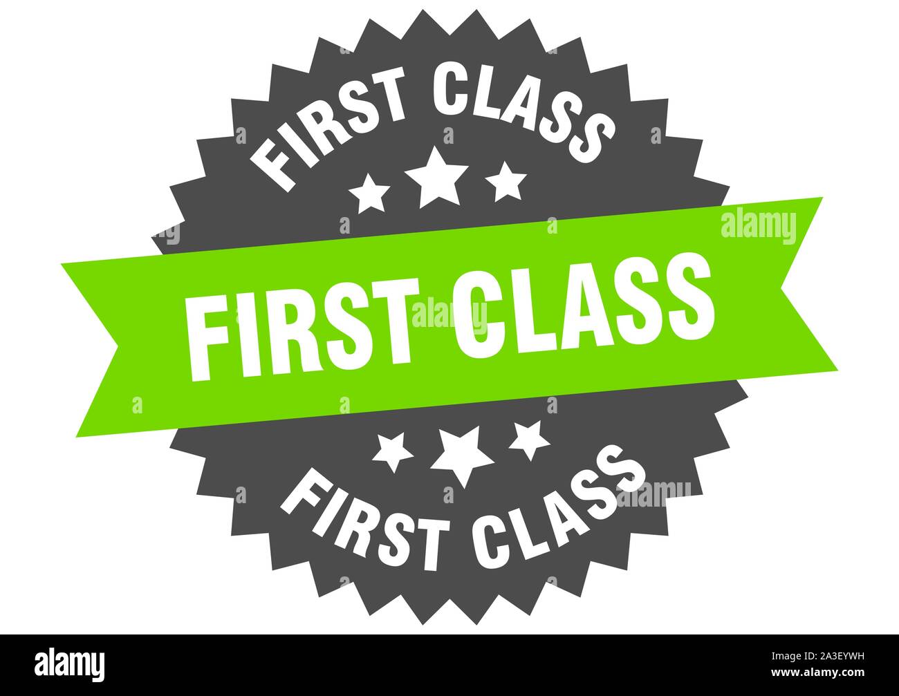 first class sign. first class green-black circular band label Stock ...