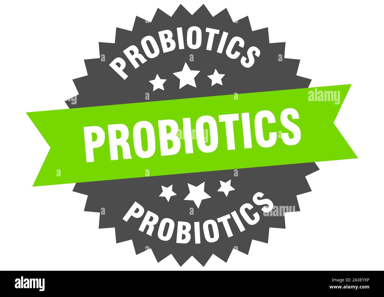 probiotics sign. probiotics green-black circular band label Stock ...