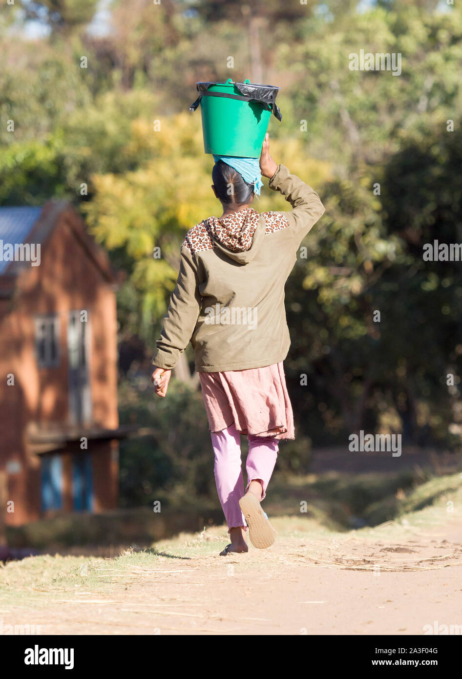 African woman transport, carrying for many miles, Madagascar Stock ...