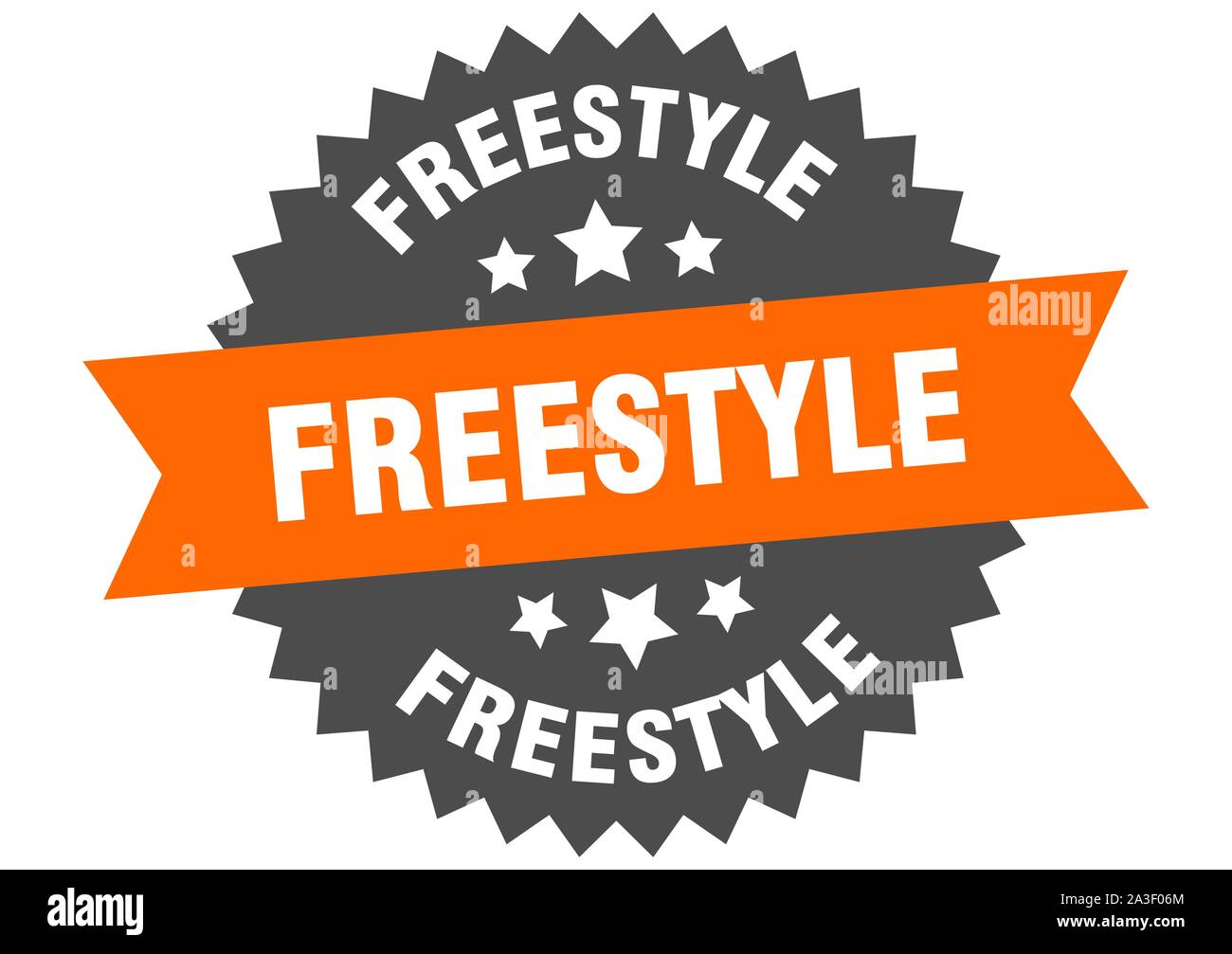 freestyle sign. freestyle orange-black circular band label Stock Vector ...