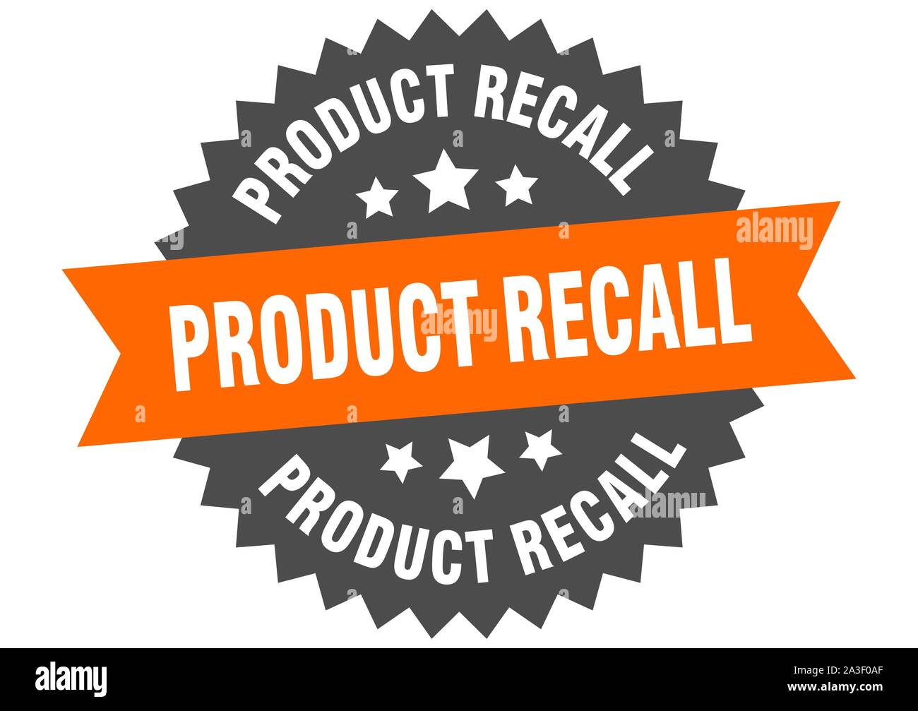 product recall sign. product recall orange-black circular band label ...