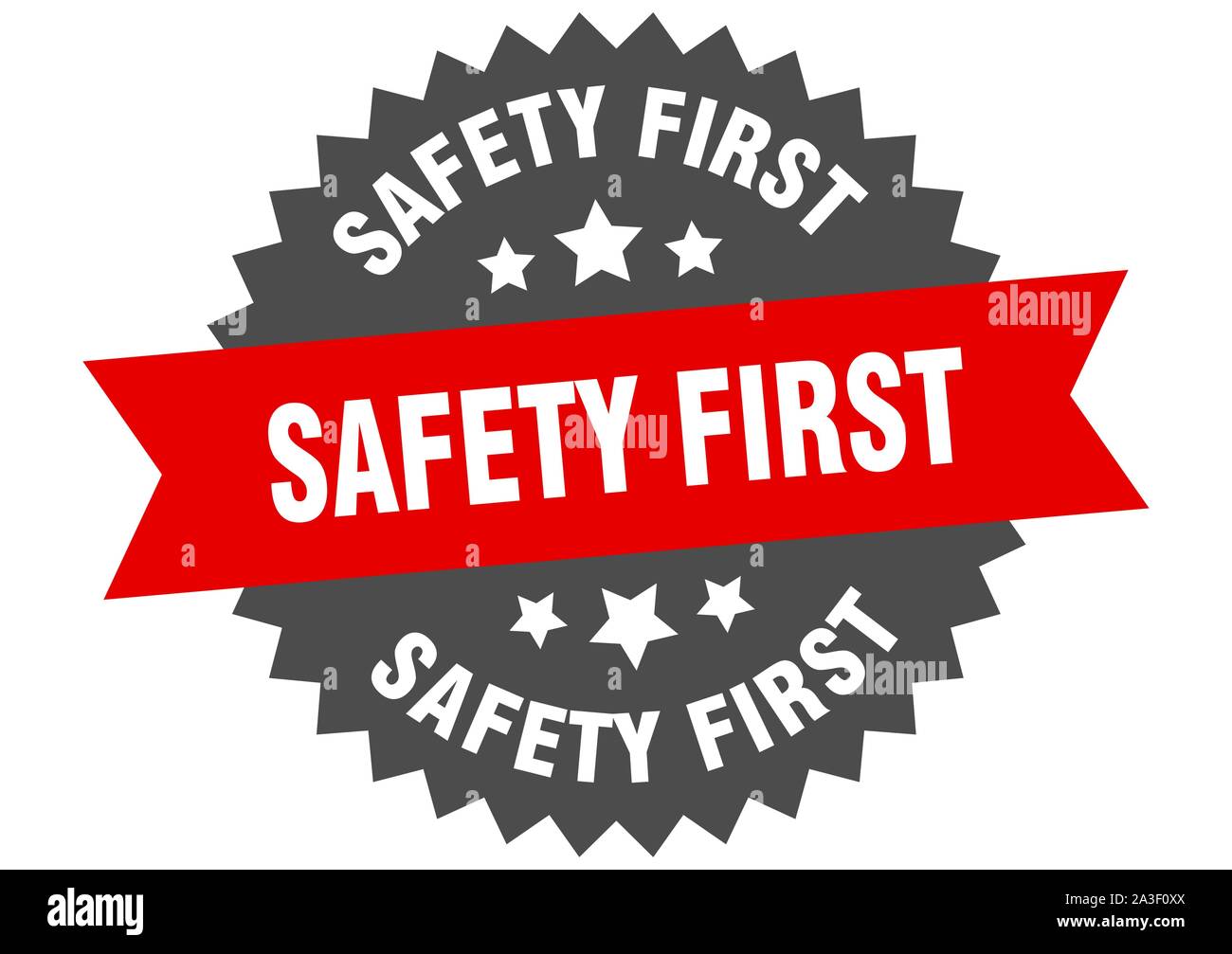 safety first sign. safety first red-black circular band label Stock ...