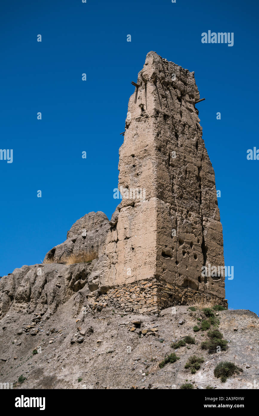 Dzar ruined fort in small village Jhong, Mustang district, Nepal Stock ...