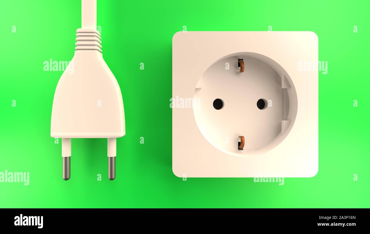 3D illustration of a socket and a plug Stock Photo - Alamy