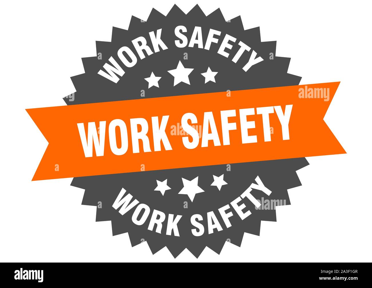 work safety sign. work safety orange-black circular band label Stock ...