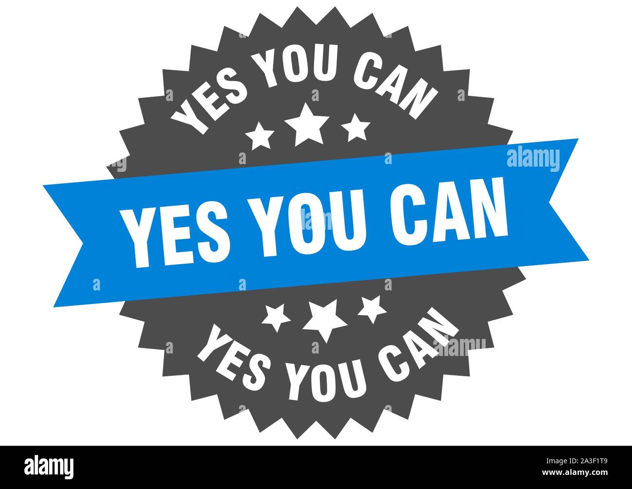 yes you can sign. yes you can blue-black circular band label Stock ...