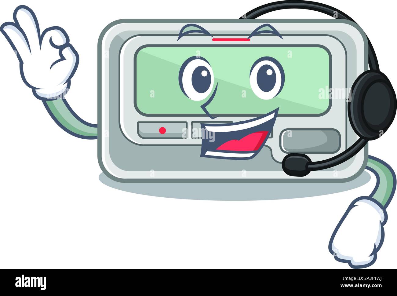 With headphone pager cartoon isolated with the character Stock Vector ...