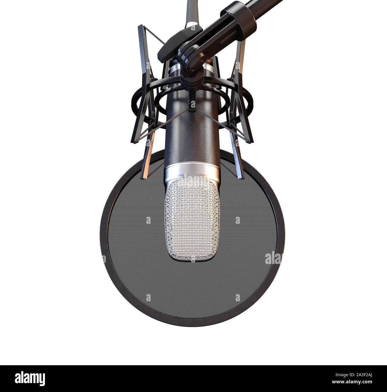 A professional condenser microphone assempled with a filter and stand ...