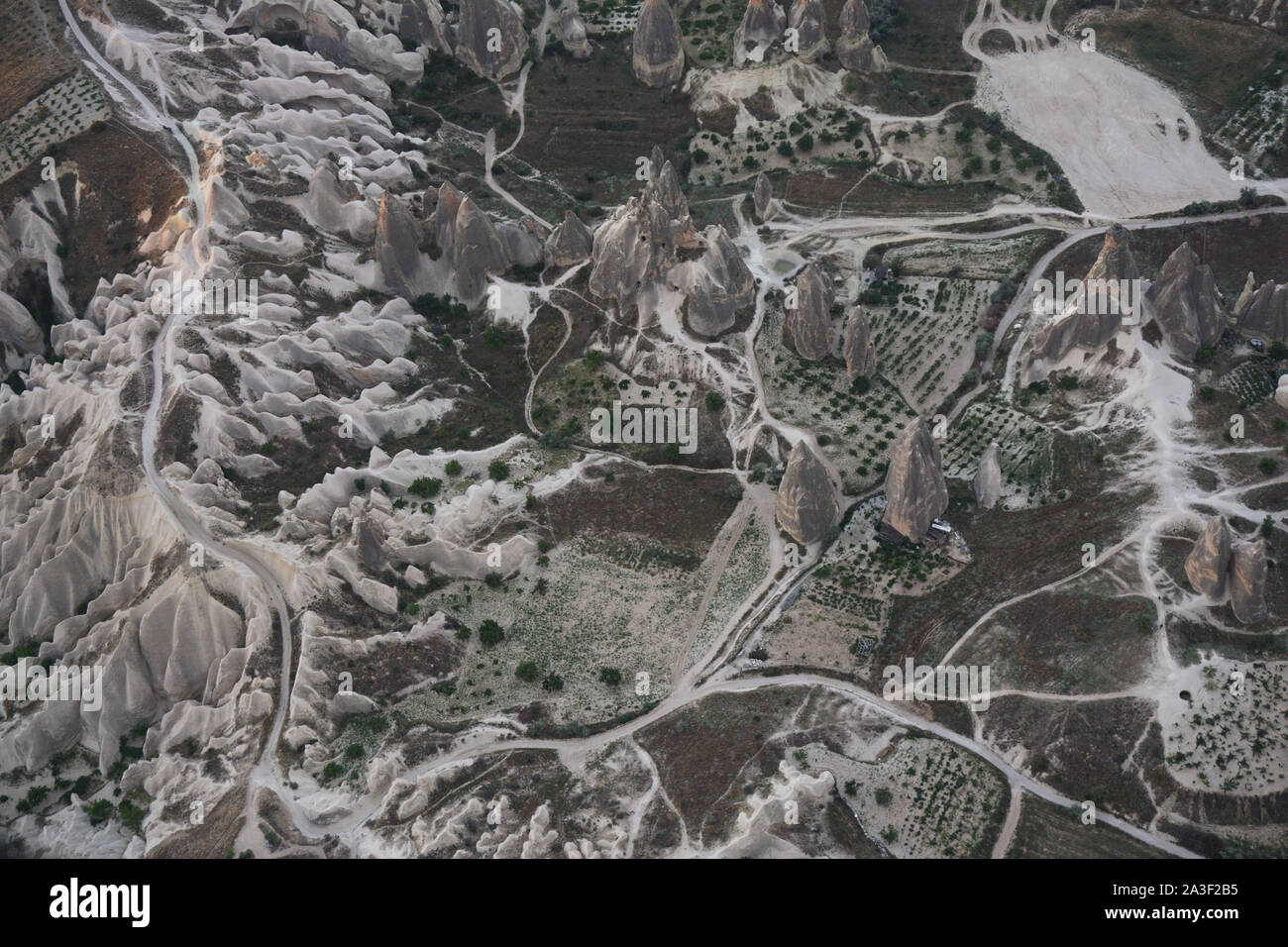 Aerial view of landscape natural landscape of Cappadocia, Turkey Stock ...