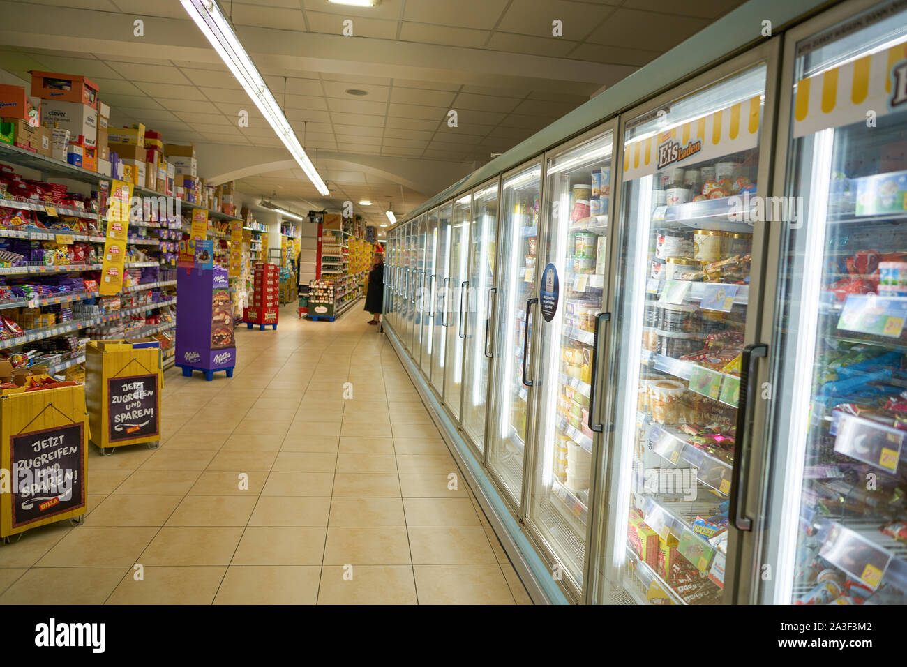 VIENNA, AUSTRIA - CIRCA MAY, 2019: interior shot of a BILLA supermarket ...