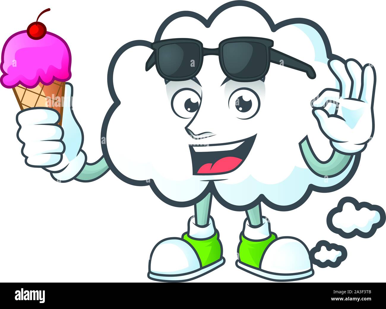 With ice cream cloud bubble with cartoon character style Stock Vector ...
