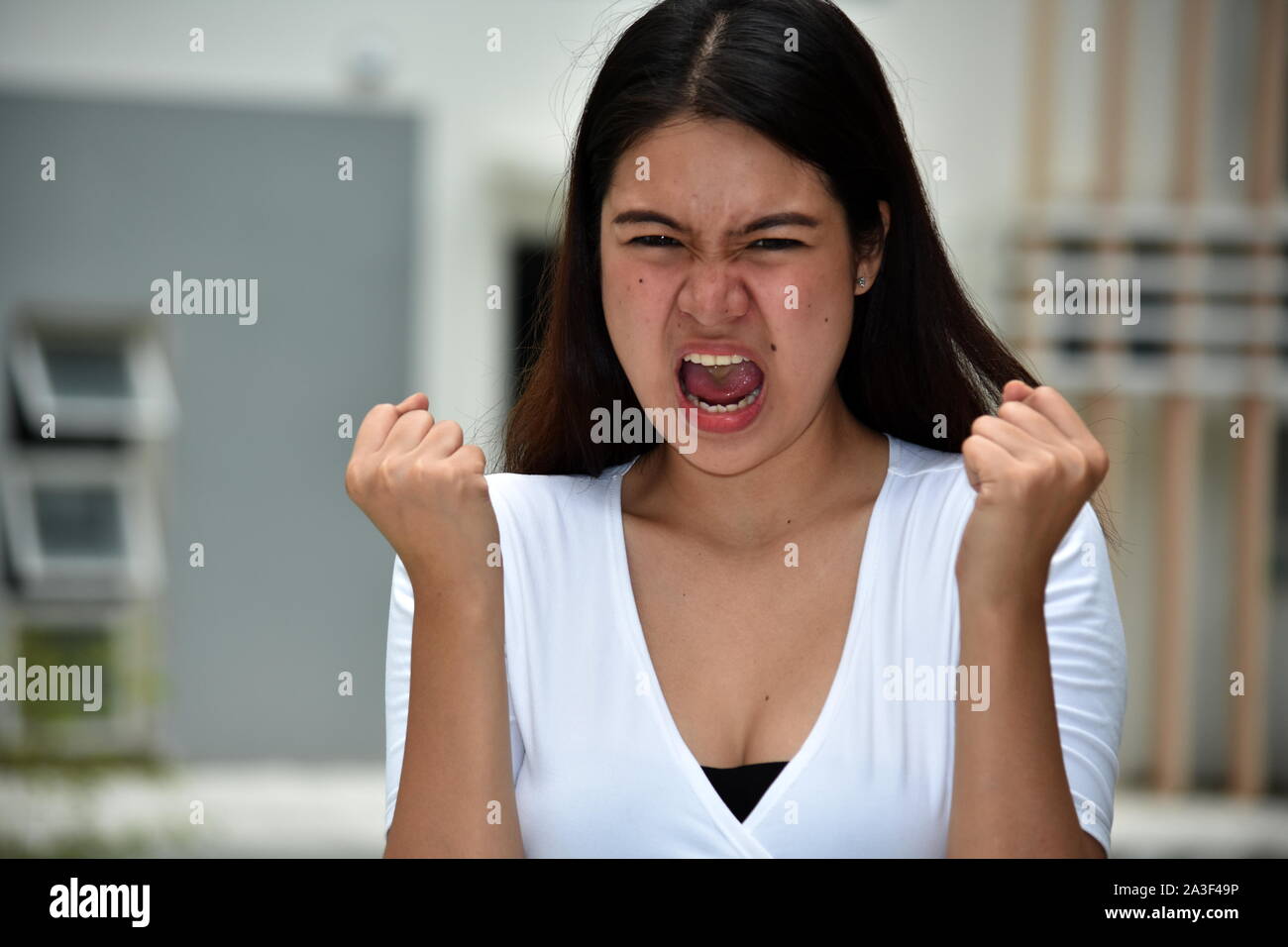 A Mad Female Woman Stock Photo - Alamy