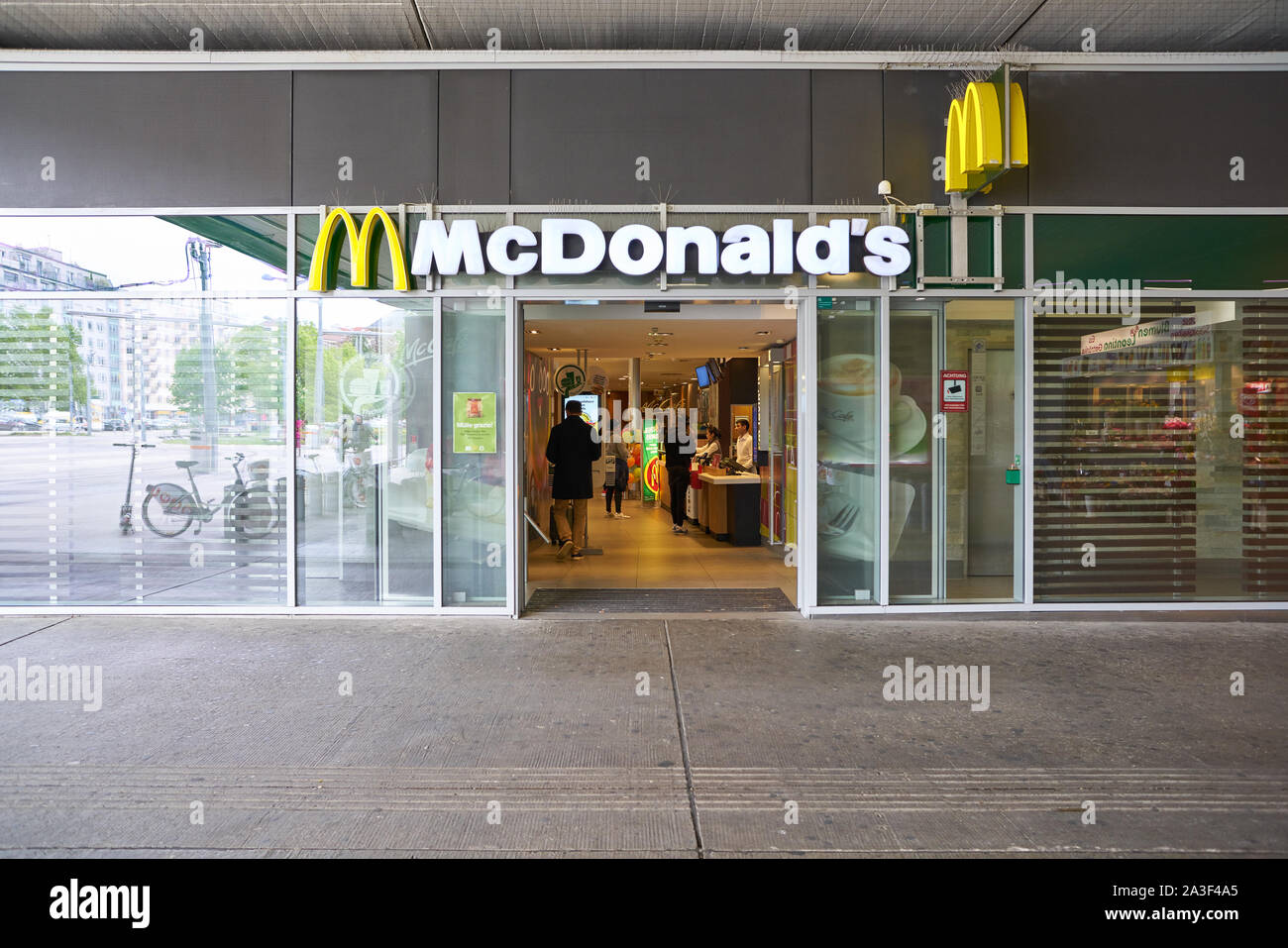 VIENNA, AUSTRIA - CIRCA MAY, 2019: entrance to McDonald's restaurant in ...
