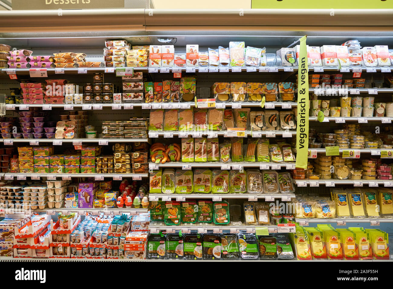 VIENNA, AUSTRIA - CIRCA MAY, 2019: interior shot of InterSPAR store in ...